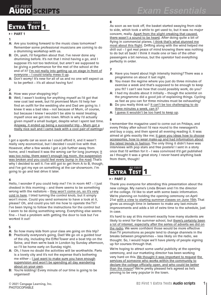 B2 First Exam Audio Scripts Guide | PDF | Dyslexia