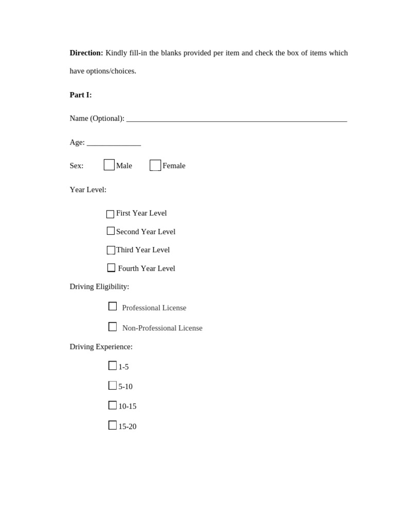 QUESTIONNAIRE | PDF | Traffic | Intersection (Road)