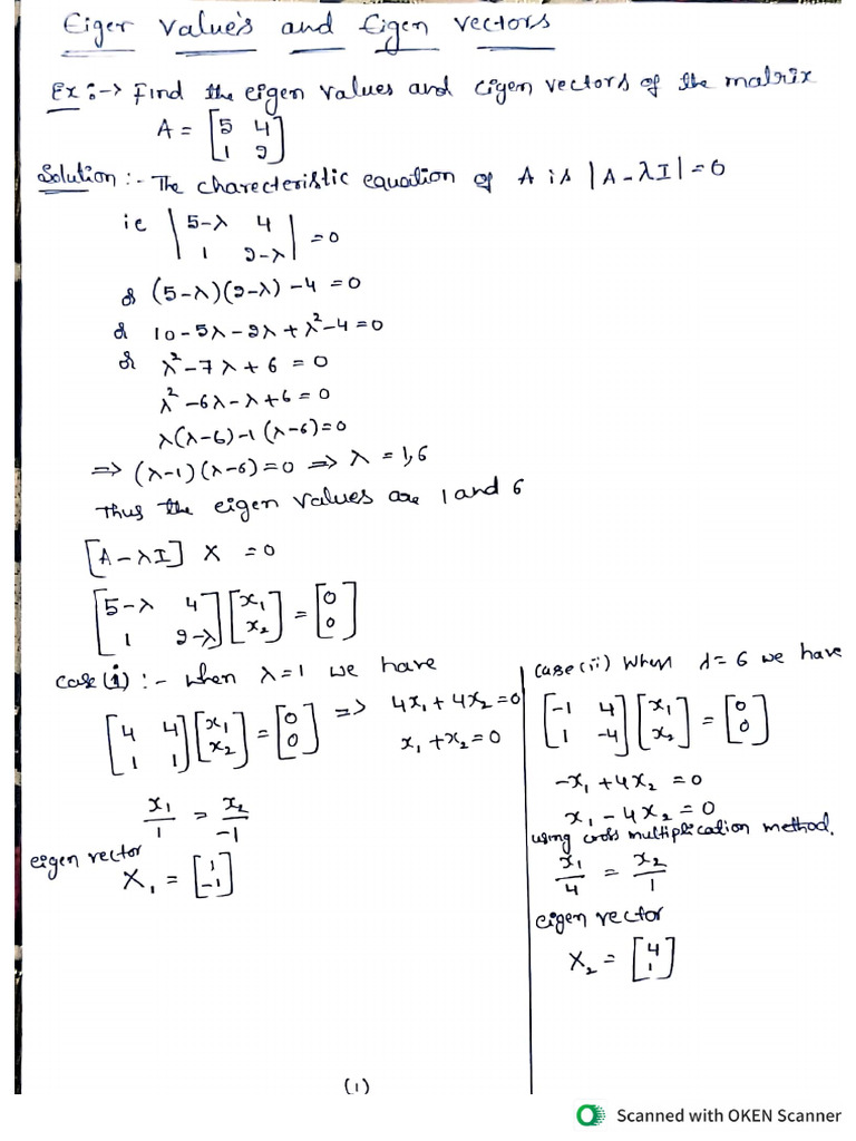 Eigen value, Eigen vector and , Power method study material | PDF