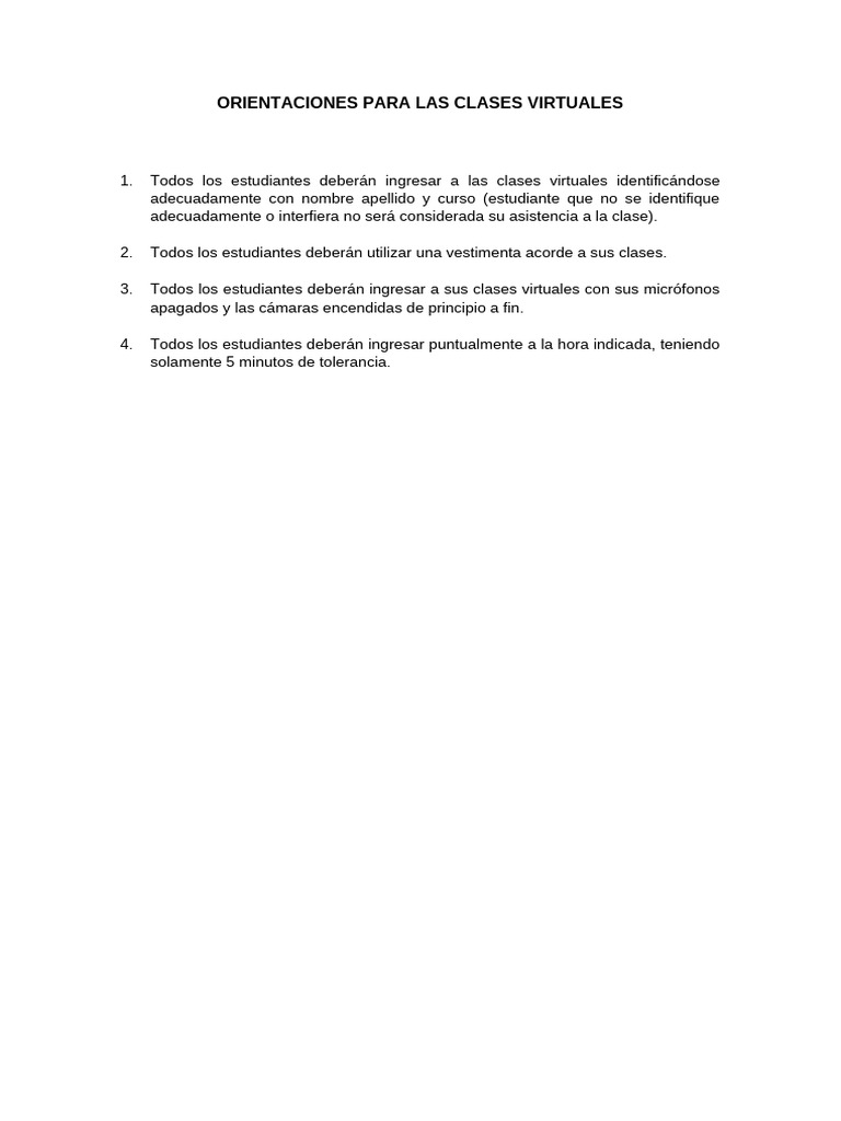 Orientaciones para Las Clases Virtuales Cab 2021-1 | PDF