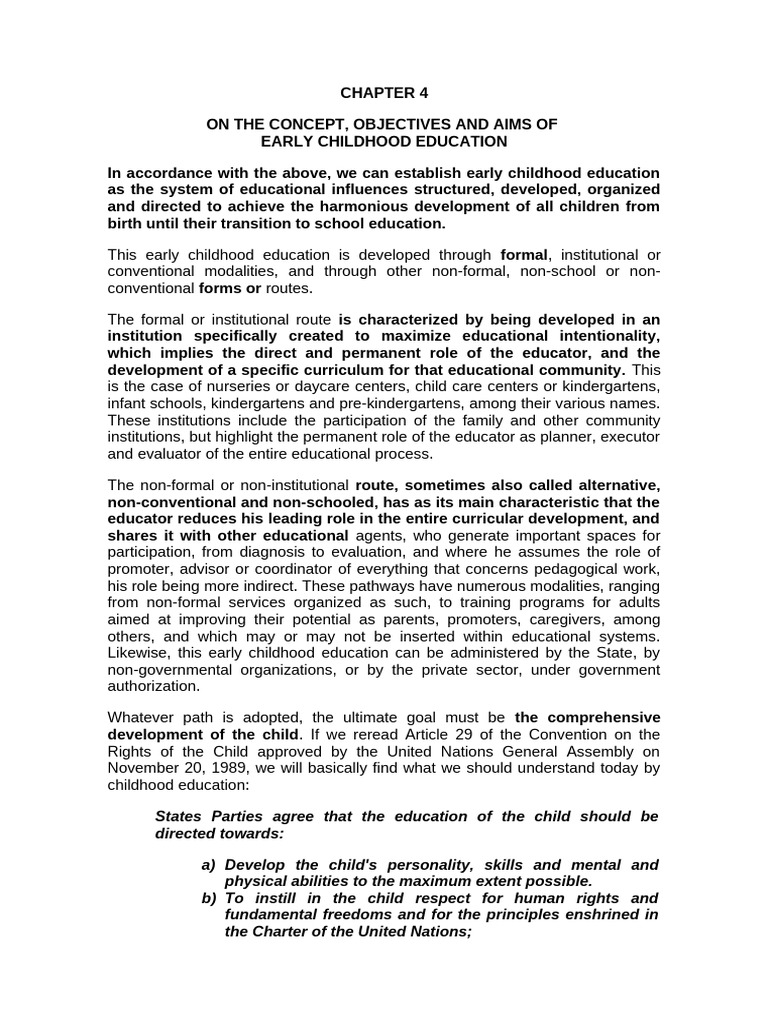 Concept, Objectives, and Purposes of Early Childhood Education | PDF ...