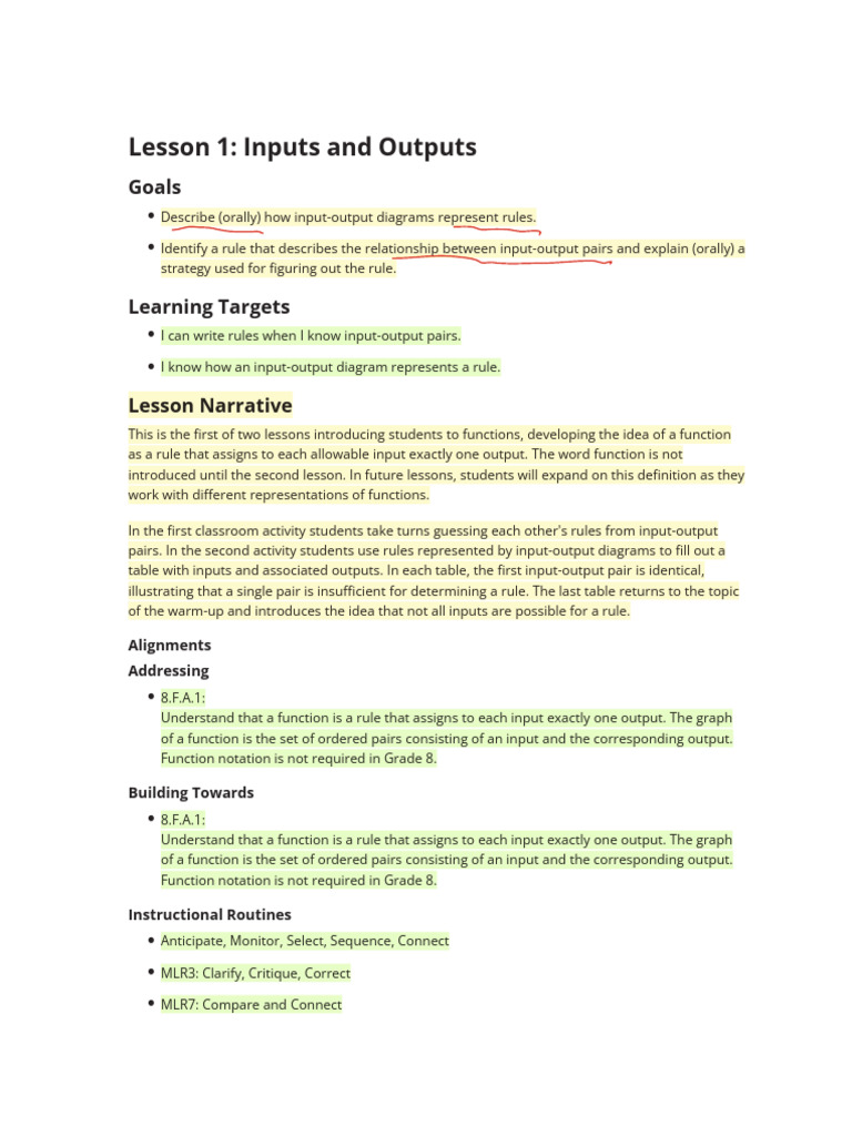 Intro to Input-Output Rules | PDF | Function (Mathematics) | Multiplication