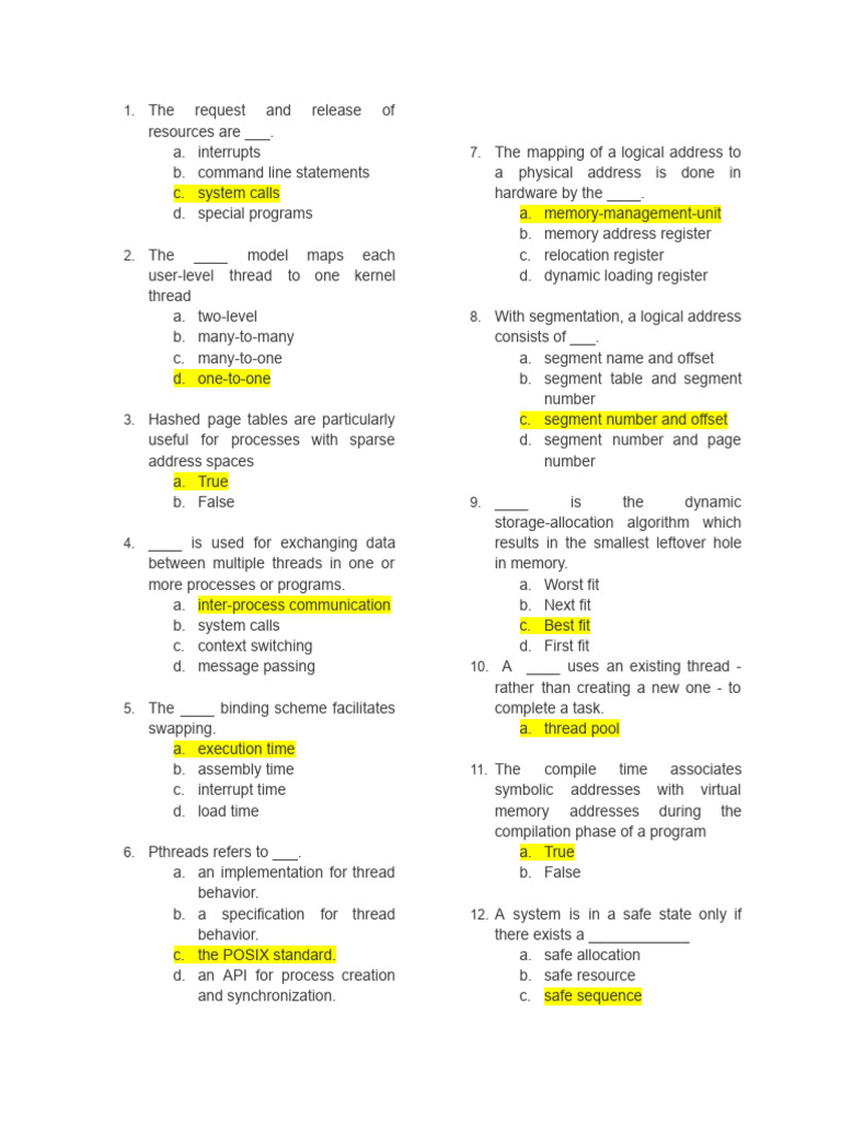 Operating Systems Reviewer | PDF | Process (Computing) | Thread (Computing)