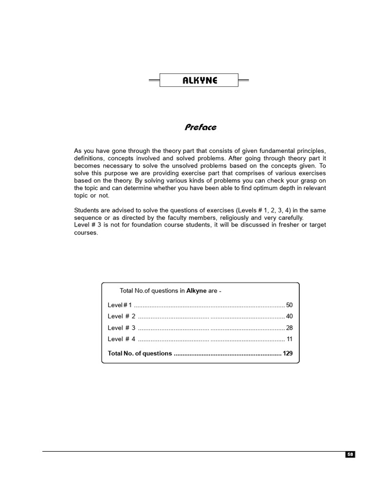 Alkyne Problem Sets and Exercises | PDF | Methyl Group | Hydrocarbons