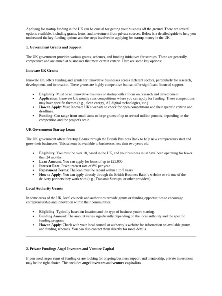 UK Startup Funding Application Guide | PDF | Venture Capital ...