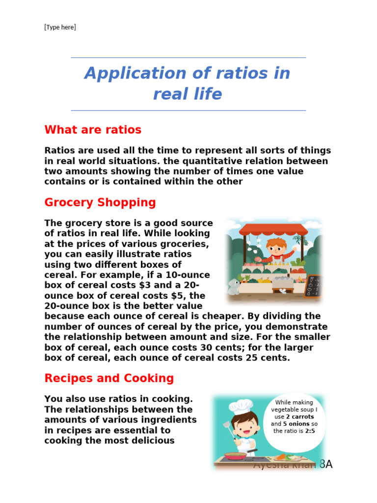 Application of ratios in real life---SECOND TERM PROJECT | PDF ...
