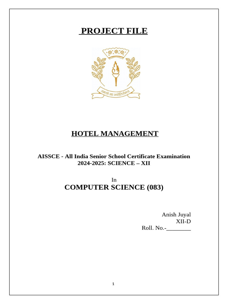 Anish Juyal XII-D Project CS | PDF | Menu (Computing) | Databases