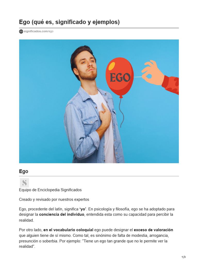 Ego Qué Es Significado y Ejemplos | PDF | Orgullo | Psicoanálisis