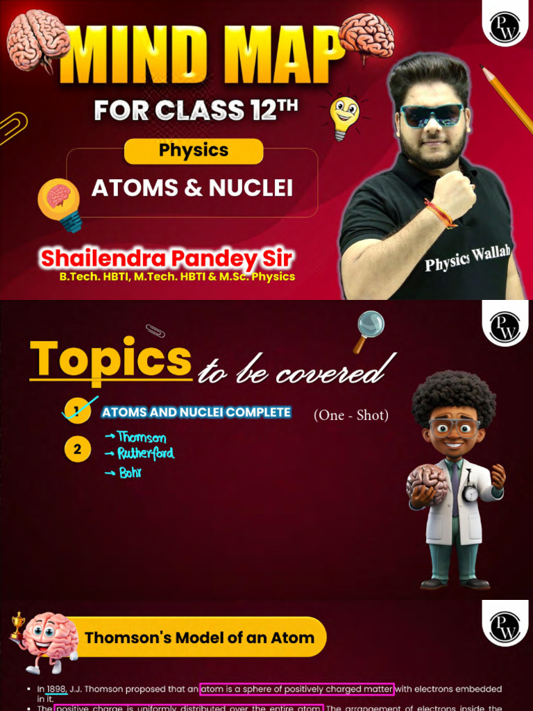 Atoms + Nuclei - Class Notes - Class 12th Mind Map Series | PDF