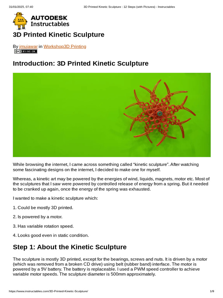 3D Printed Kinetic Sculpture - 12 Steps (With Pictures) - Instructables | PDF | Printed Circuit ...
