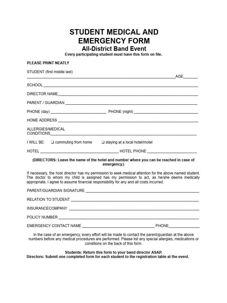 Student Medical Form | PDF