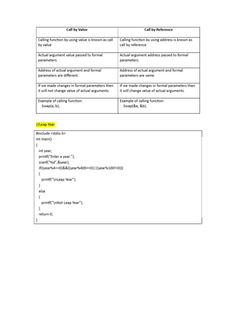 C Programming: Call by Value vs Reference | PDF | Pointer (Computer Programming) | Parameter ...