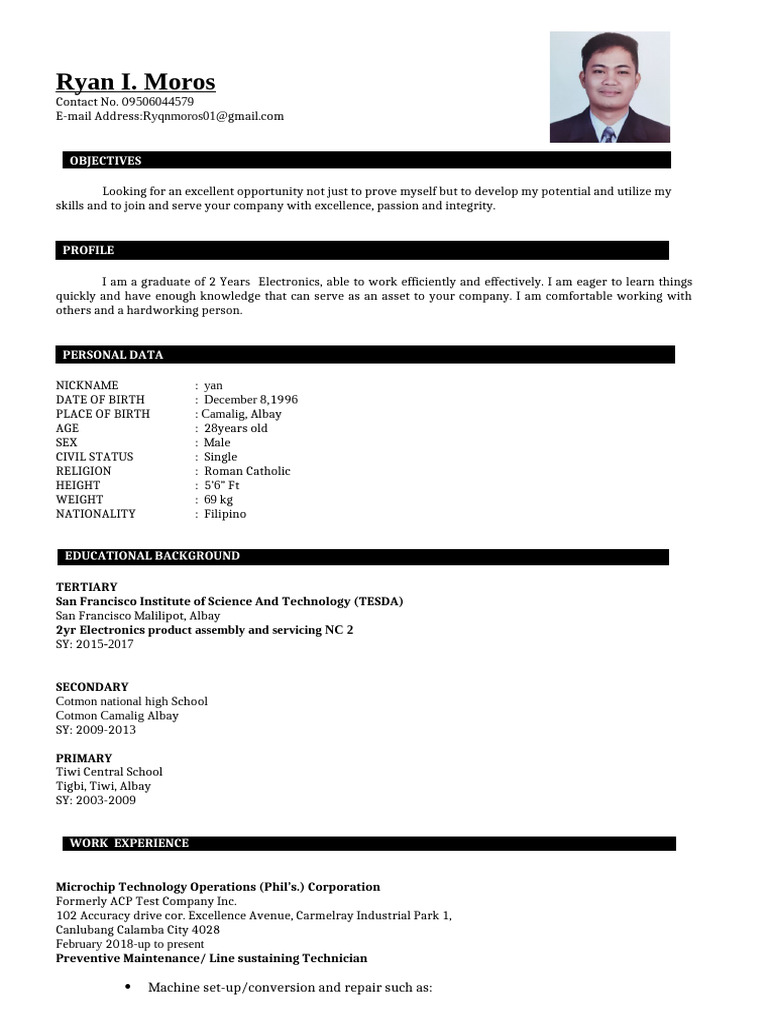 RYAN MOROS resume 2024 | PDF | Calibration