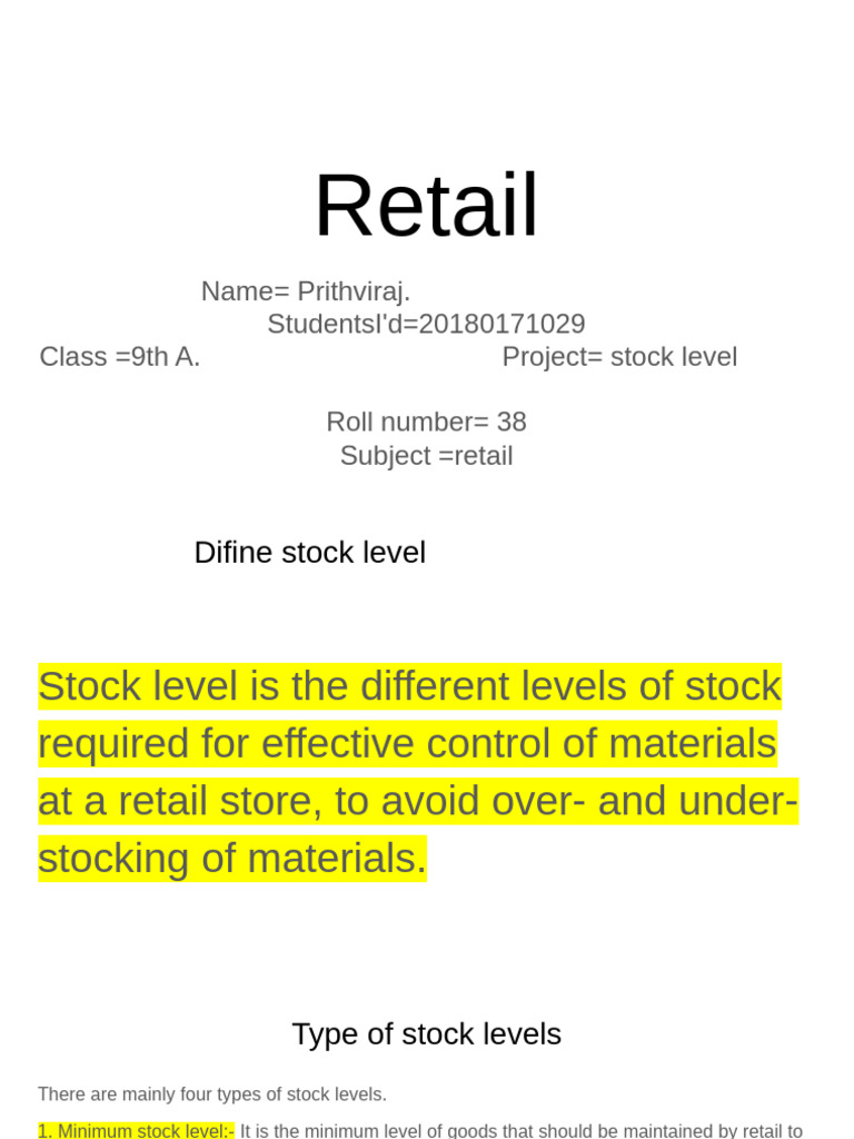 Understanding Retail Stock Levels | PDF