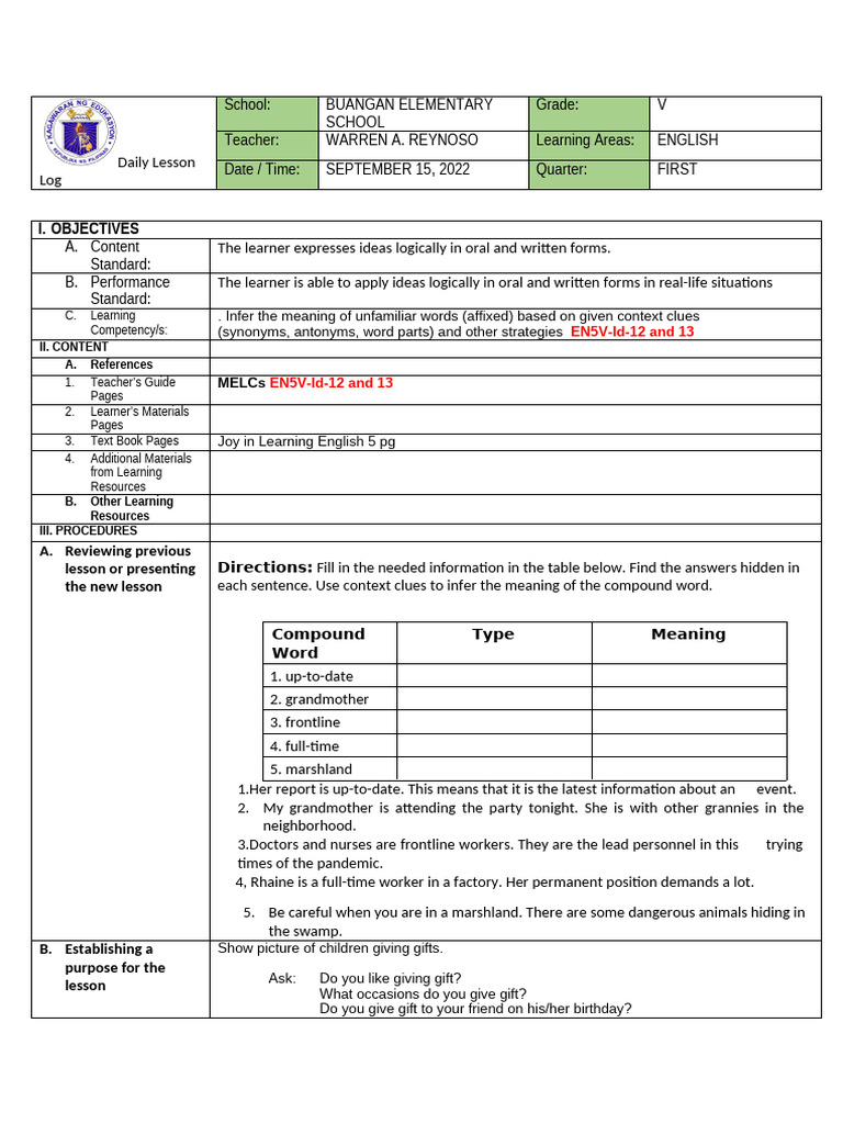 Eng 1st QRTR Week 2 Day 2 Affixes,,prefix and Suffixes | PDF | Learning ...