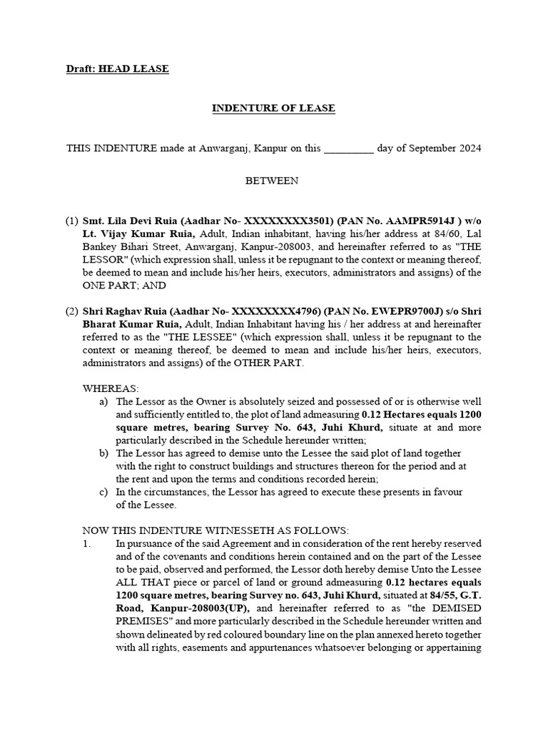 Head Lease Agreement Overview | PDF | Lease | Property
