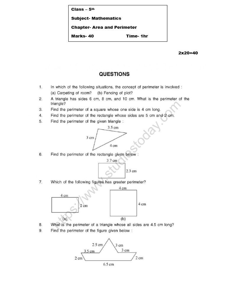 Area and Perimeter | PDF