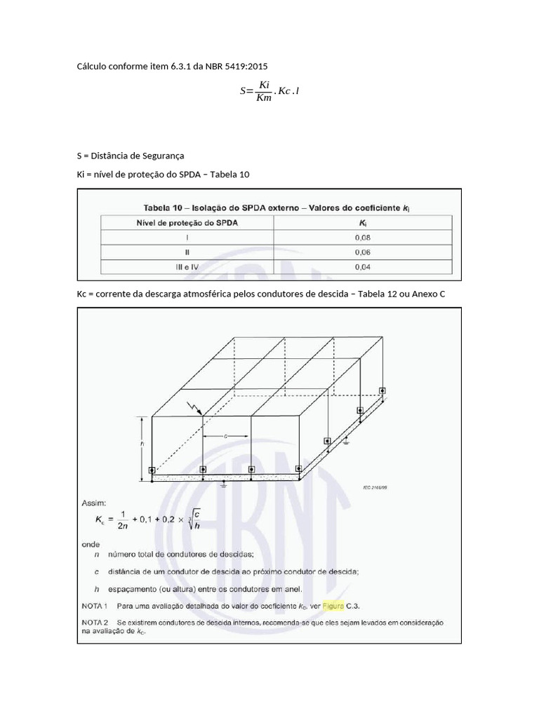 Cálculo Conforme Item 6 Da NBR 5419 2015 Parte 3 | PDF