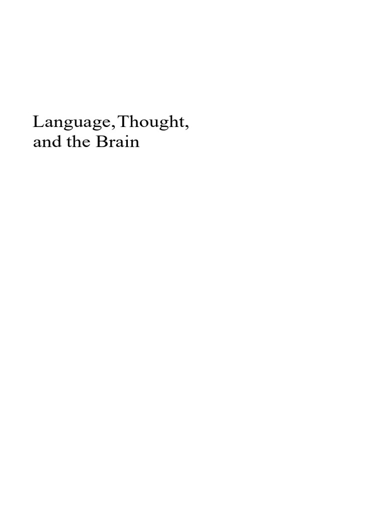 Language - Thought and Brain | PDF | Lateralization Of Brain Function ...