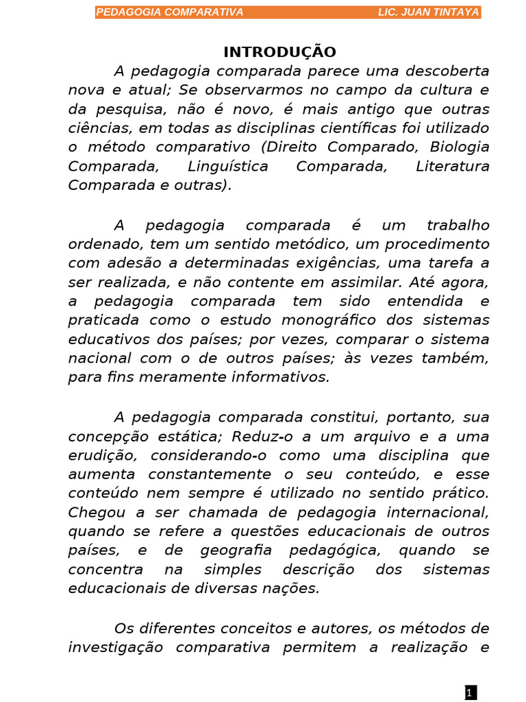 Livro Pedagogia Comparada PDF | PDF | Pedagogia | Science