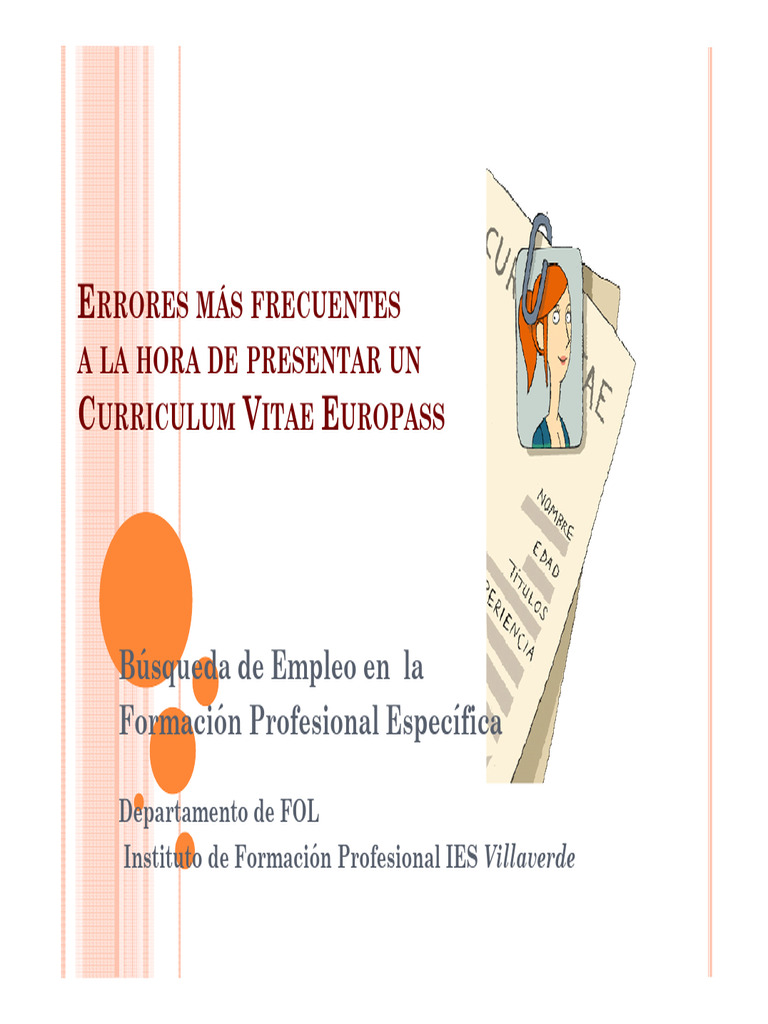 Errores Comunes en CV Europass | PDF