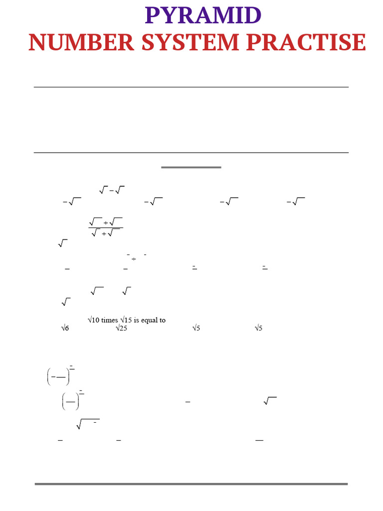 Maths Class Ix Chapter 01 Number System Practice Paper 01 3 2 | PDF ...