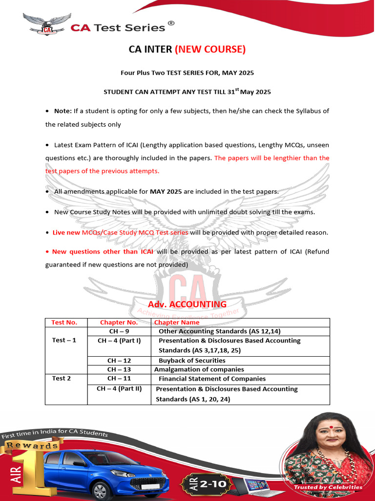 CA Inter May 2025 Test Series Overview | PDF | Audit | Taxes