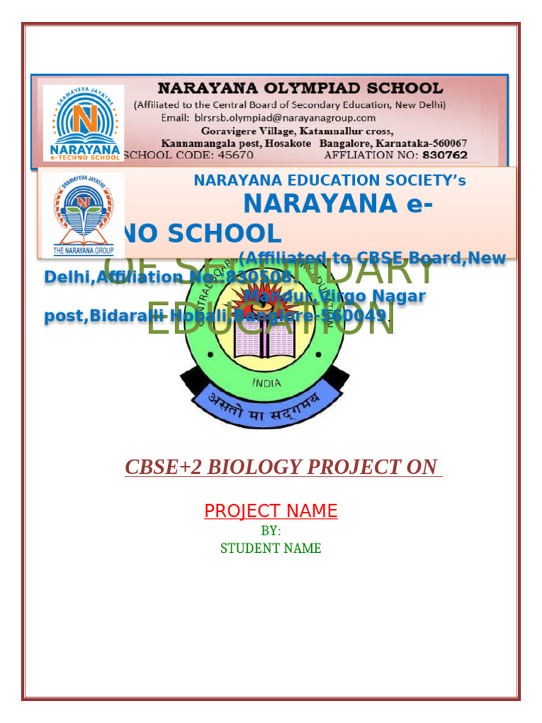 Biology Cover Page-Goravagere | PDF