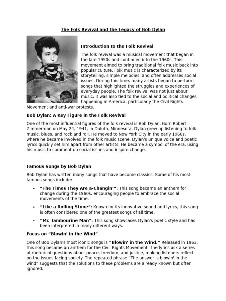 Bob_Dillon_Article_and_Worksheet | PDF | Bob Dylan | Folk Music