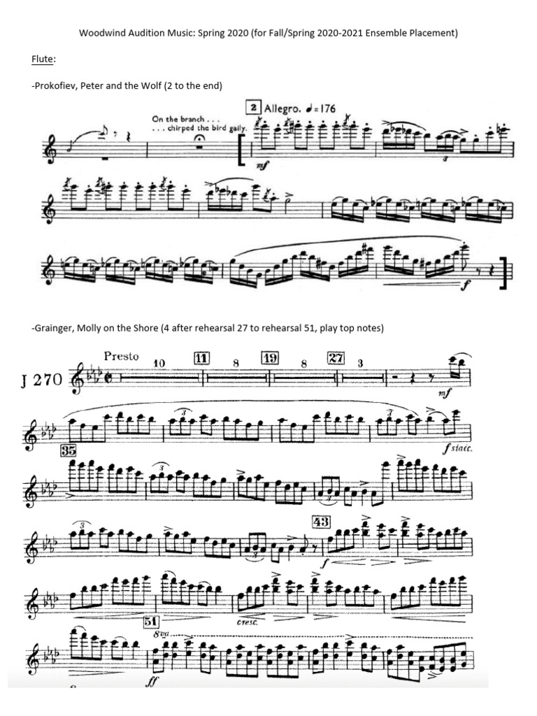 Woodwind Audition Pieces 2020 | PDF