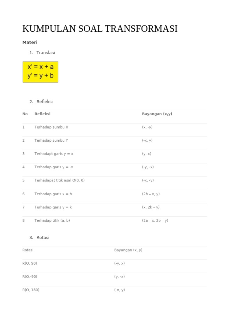 Kumpulan Soal Transformasi Geometri | PDF