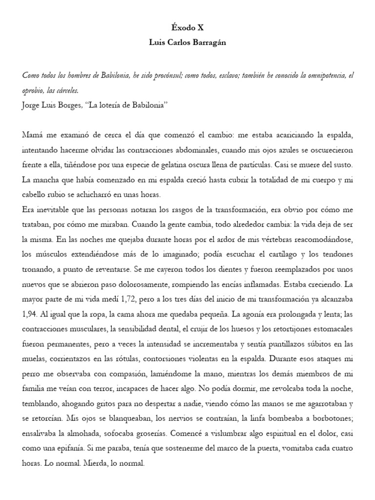 Éxodo X - Luis Carlos Barragán | PDF