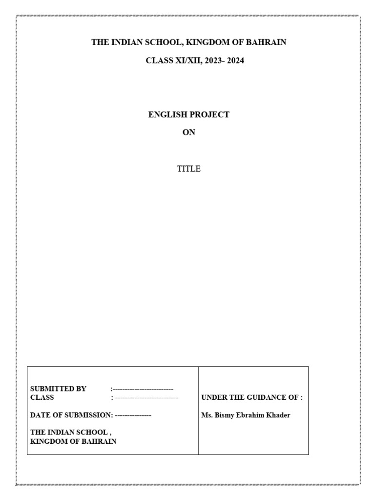 English Project Submission 2023-2024 | PDF
