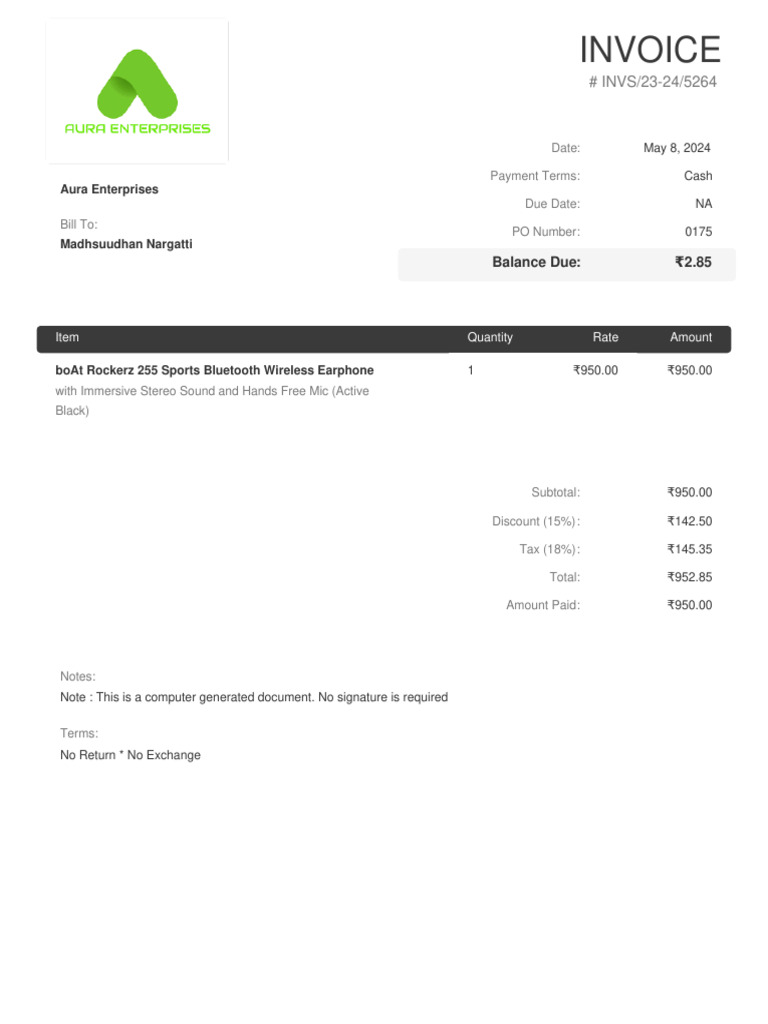 Boat Invoice for May 2024 | PDF