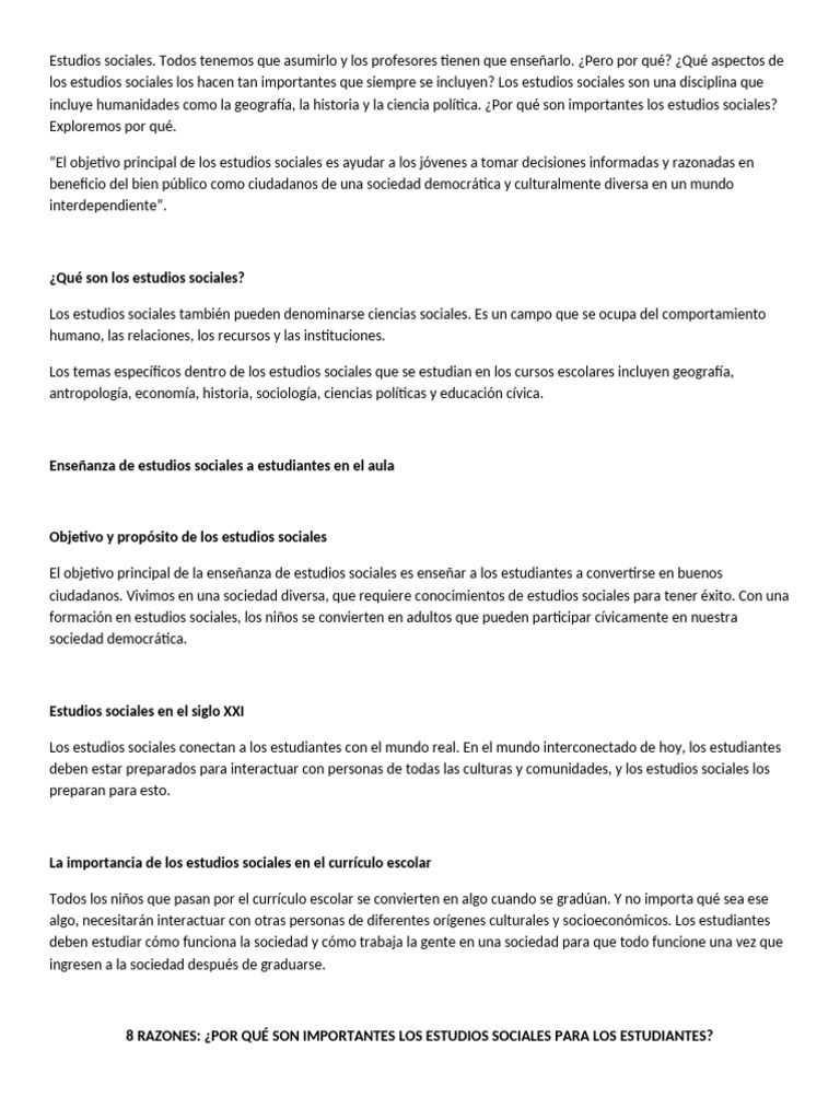 Estudios sociales | PDF | Sociedad | Plan de estudios