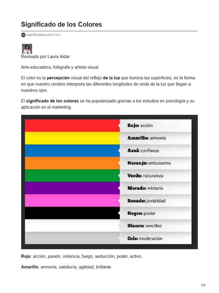 Significado de Los Colores | PDF | Color | Rojo