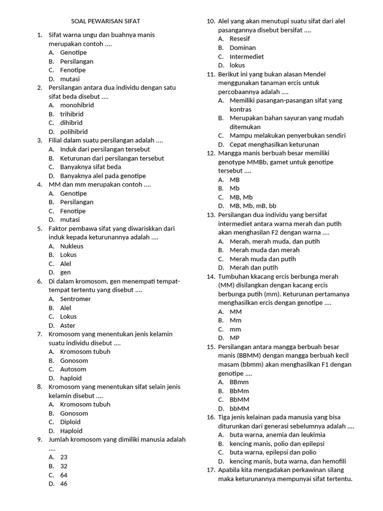 Soal Pewarisan Sifat | PDF