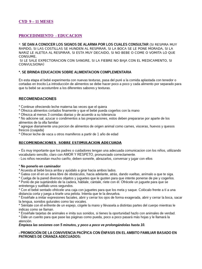 Cyd 9 - 11 Meses | PDF | Higiene oral | Alimentos