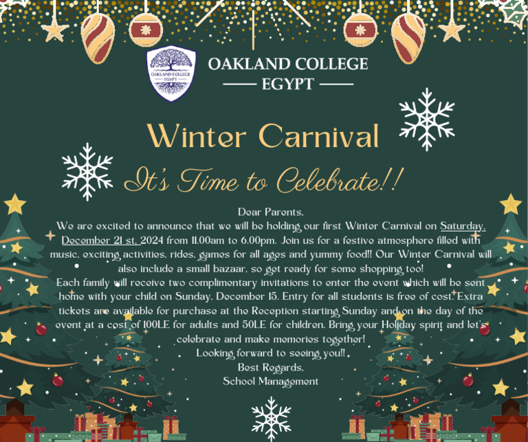 Winter Carnival Letter To Parents 2024-2025 | PDF