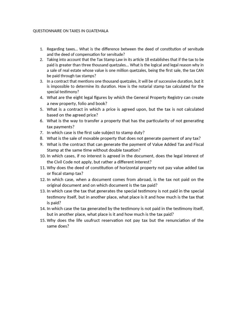 Questionnaire About Taxes | PDF