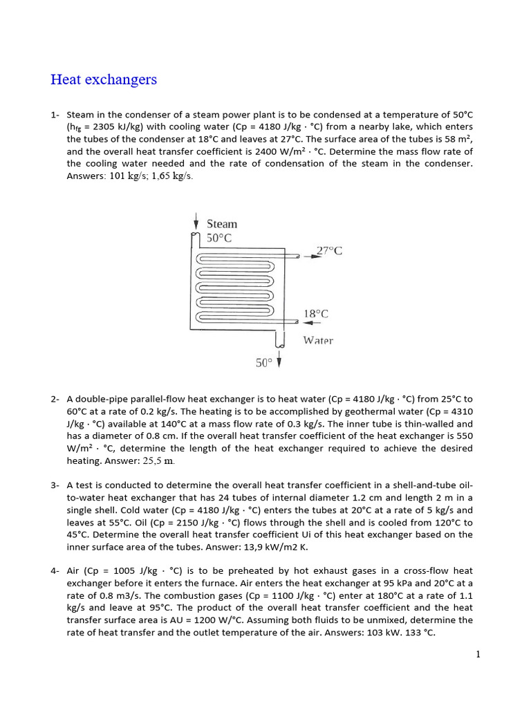 Problems of Heat Exchangers | PDF | Heat Exchanger | Heat Transfer