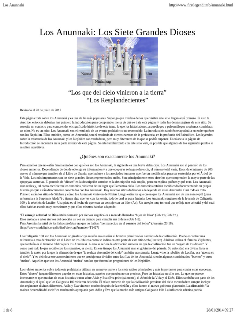 Anunnaki: Dioses Sumerios y su Historia | PDF | Sumeria