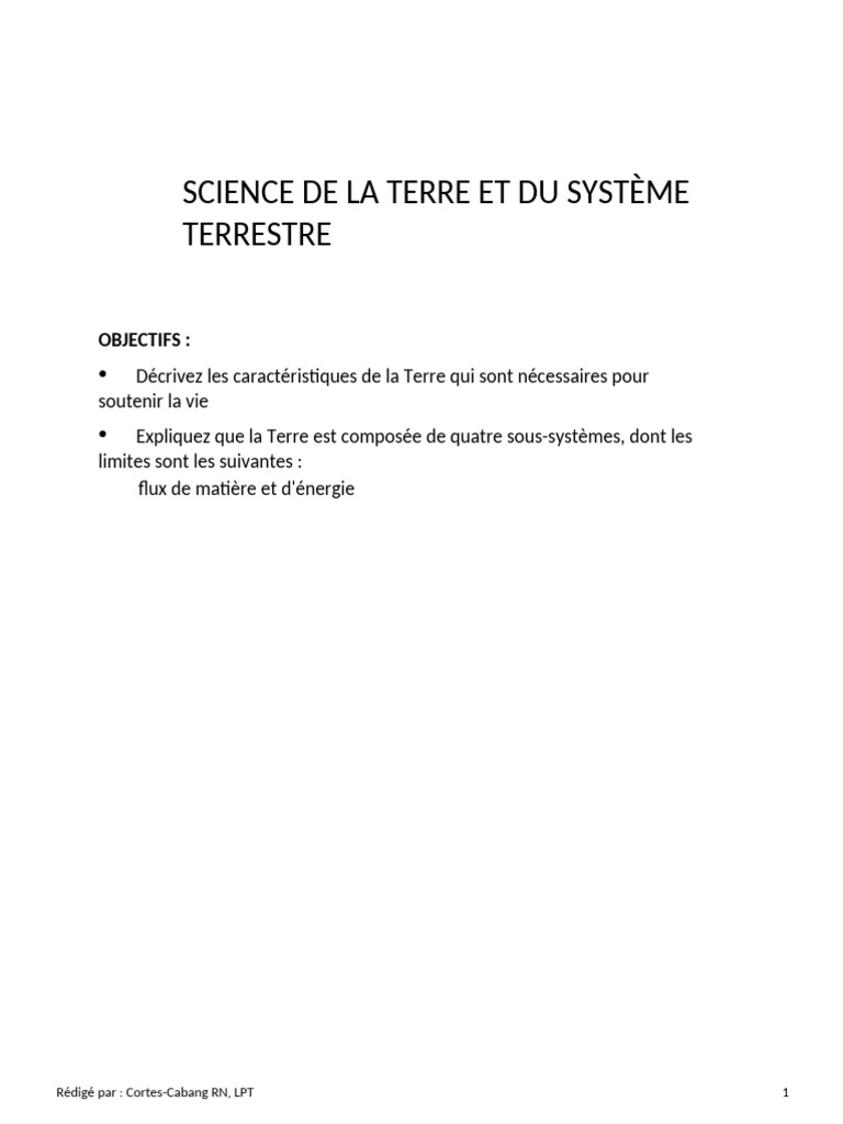 Terre et Science des Systèmes Terrestres | PDF | Terre | Vie