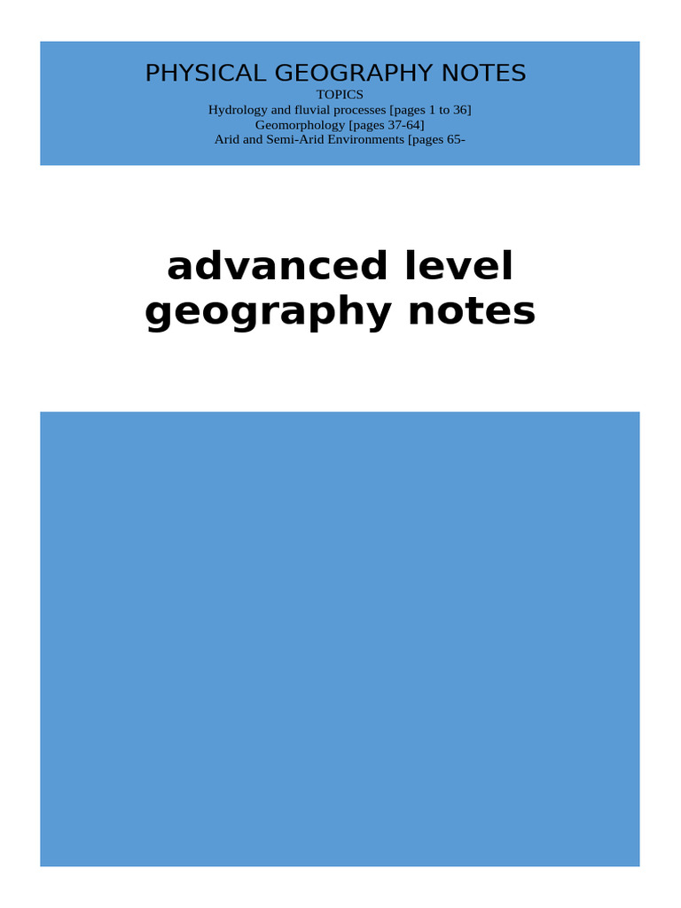 A Level Physical Geography Notes | PDF | Groundwater | Drainage Basin