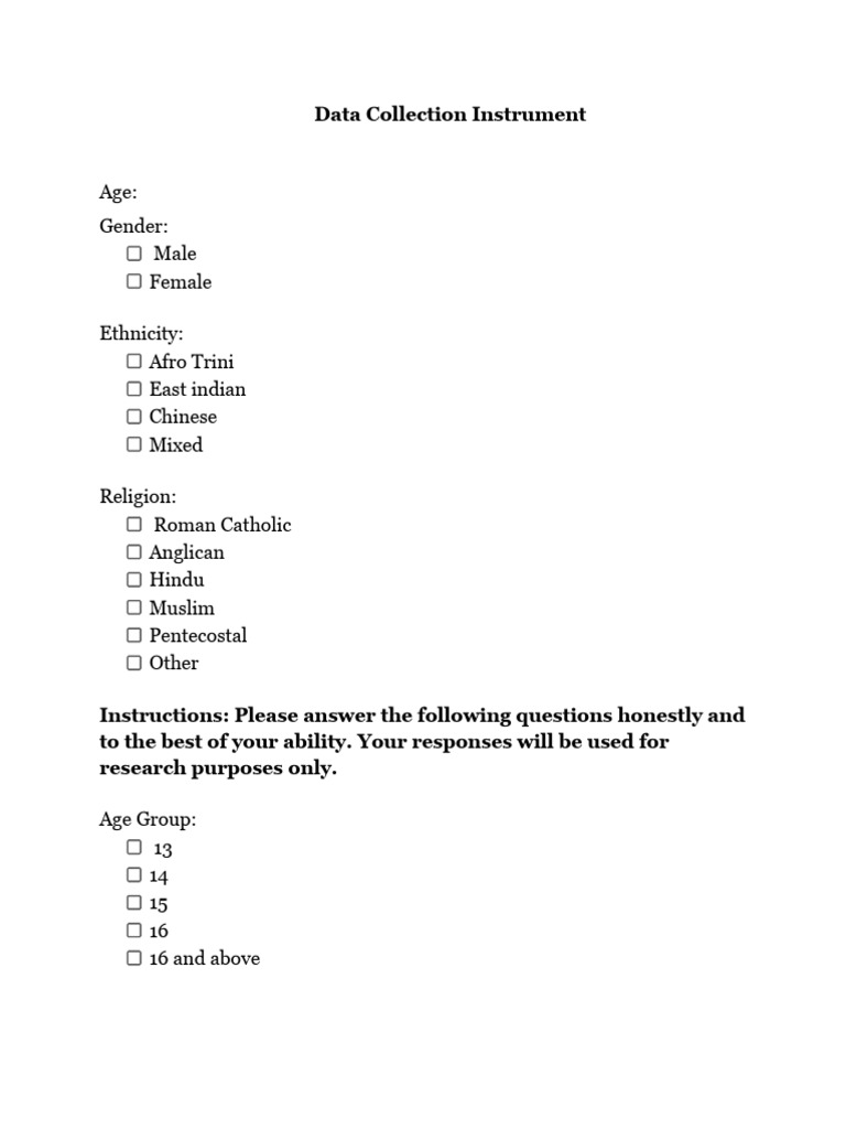 Social Studies Questionnaire | PDF
