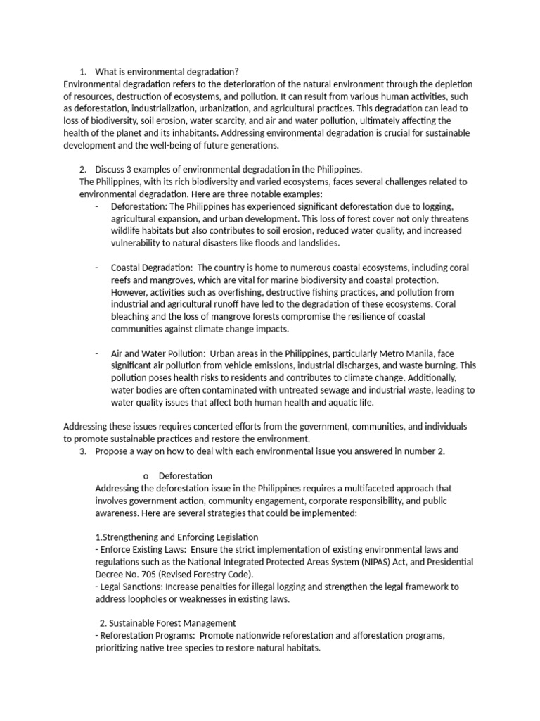 Environmental Science Assignment | PDF | Environmental Degradation | Forest Management