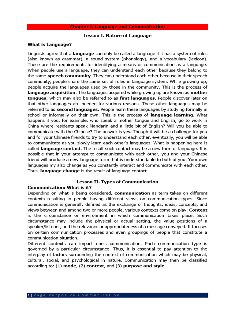 Language and Communication Basics | PDF | Communication | Mandarin Chinese