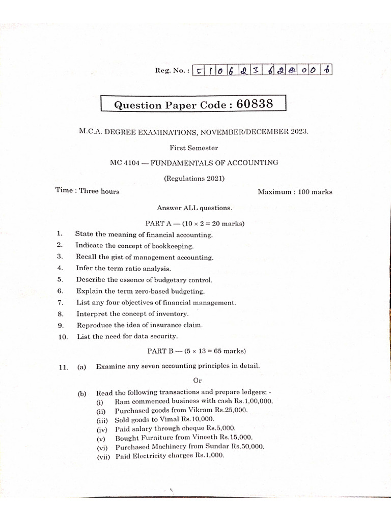 Account Question Paper Nov-Dec 2023 | PDF