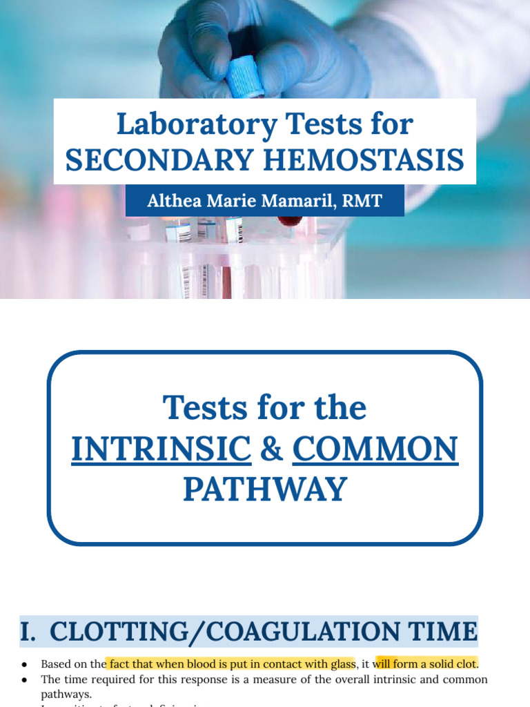 Laboratory Tests for Hemostasis Analysis | PDF | Coagulation | Hematology