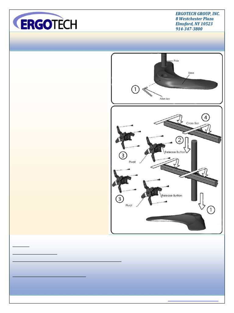 Ergotech Group Quad (2 Over 2) LCD Desk Stand Installation Manual | PDF